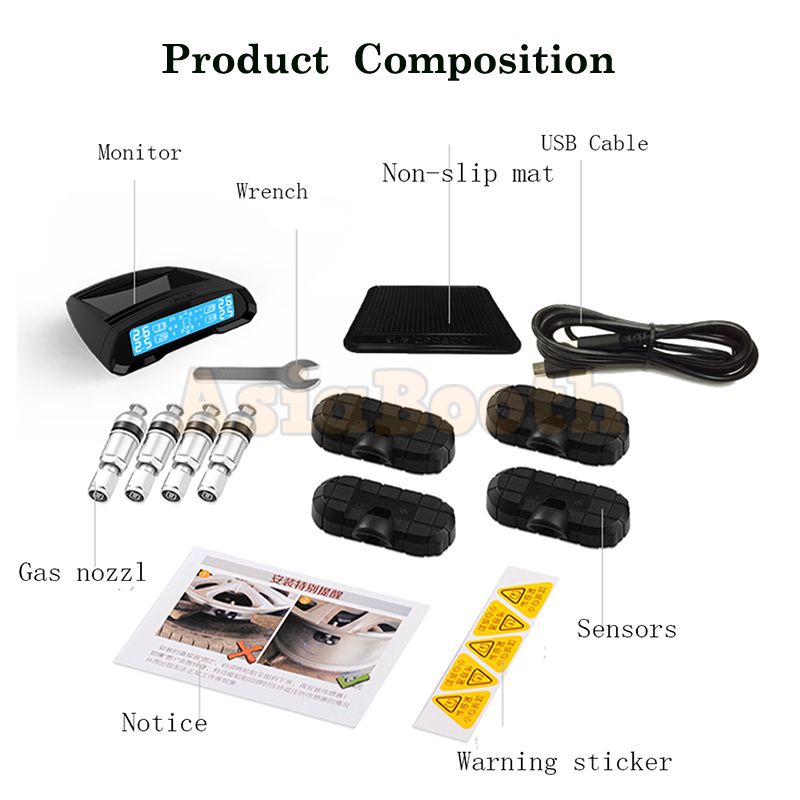 CAREUD T802 Universal TPMS Tire Pressure Monitor For Car - Solar Panel ...